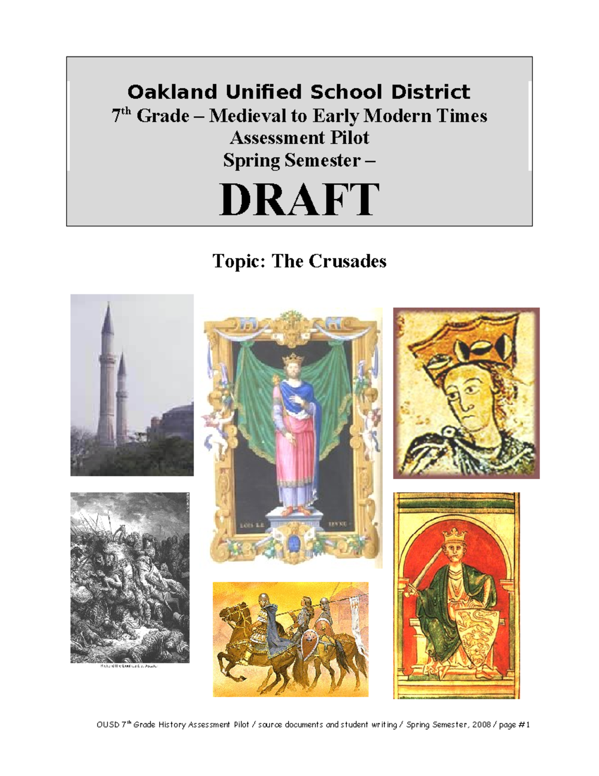 7th grade assessment pilot - the crusades - Oakland Unified School ...