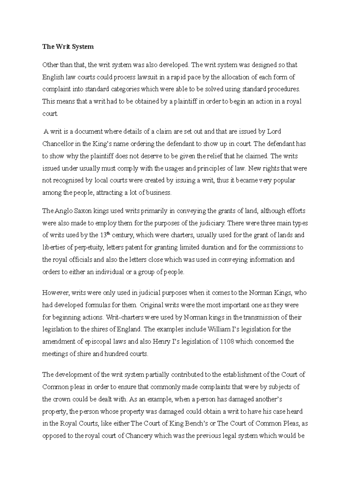 The Writ System - Grade: A - The Writ System Other than that, the writ ...