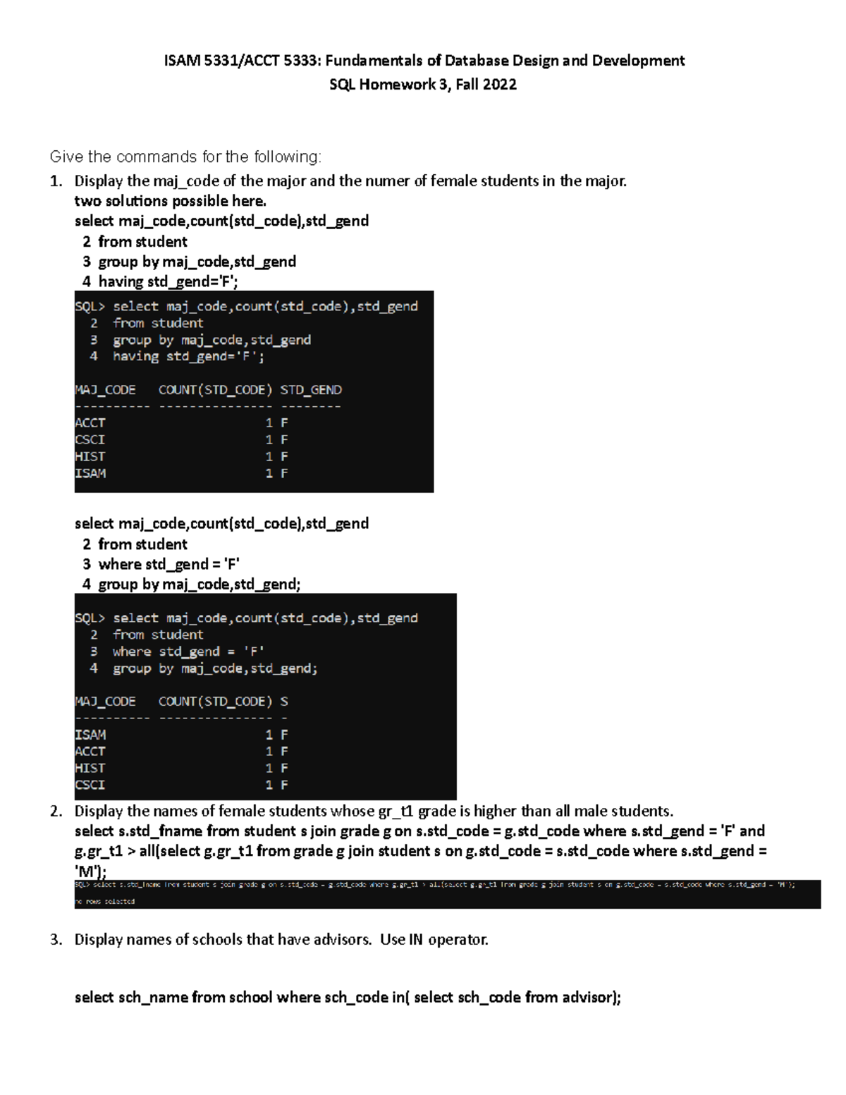 ISAM5331 5333 py Homework 3 - ISAM 5331/ACCT 5333: Fundamentals of Database Design and ...