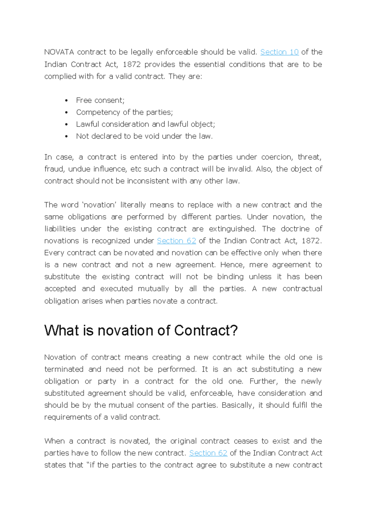 Novation - CONTRACT LAW - NOVATA contract to be legally enforceable ...