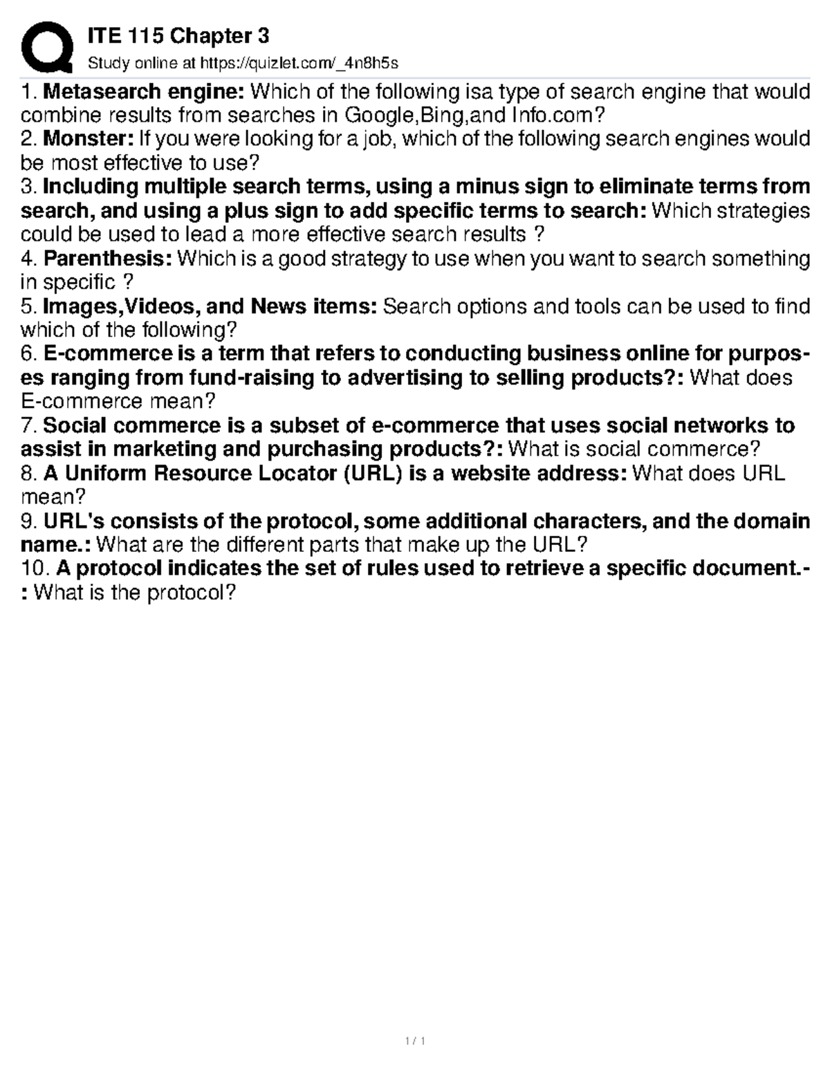 Cp 3 cmsy - prep - ITE 115 Chapter 3 Study online at quizlet/_4n8h5s Metasearch engine: Which of ...