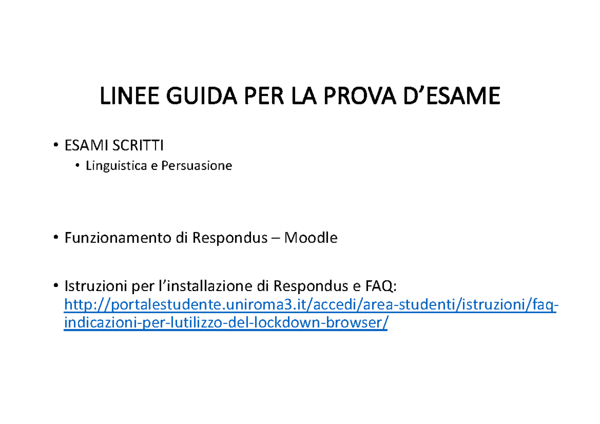 Linee guida per Respondus Persuasione compressed - LI NEE GUIDA PE R LA PR OVA D’ESAME ESAMI ...