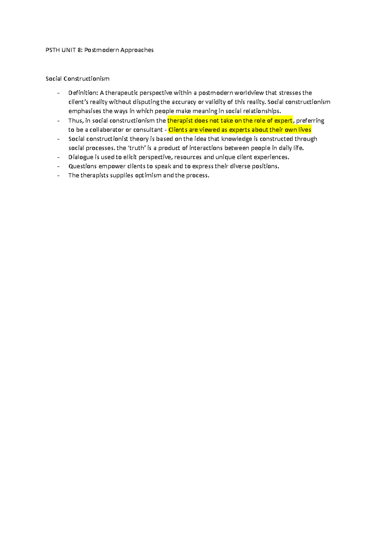 PSTH UNIT 8 - Lecture slides of psth unit 8 - PSTH UNIT 8: Postmodern ...