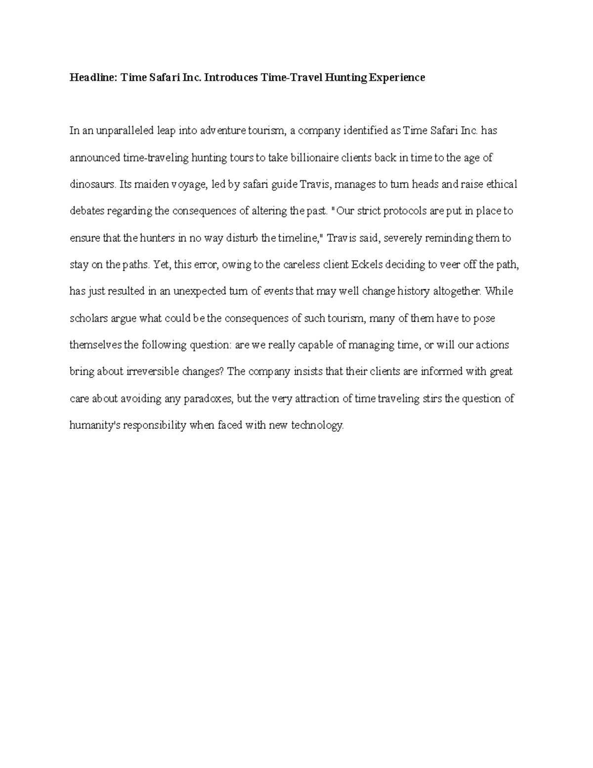 Time Safari Inc. Introduces Time-Travel Hunting Experience - Headline ...