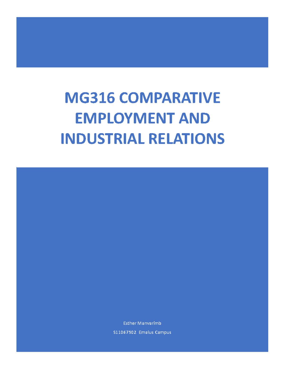 Assignment updated - S11067902 Emalus CampusEsther Manvarimb MG316 ...