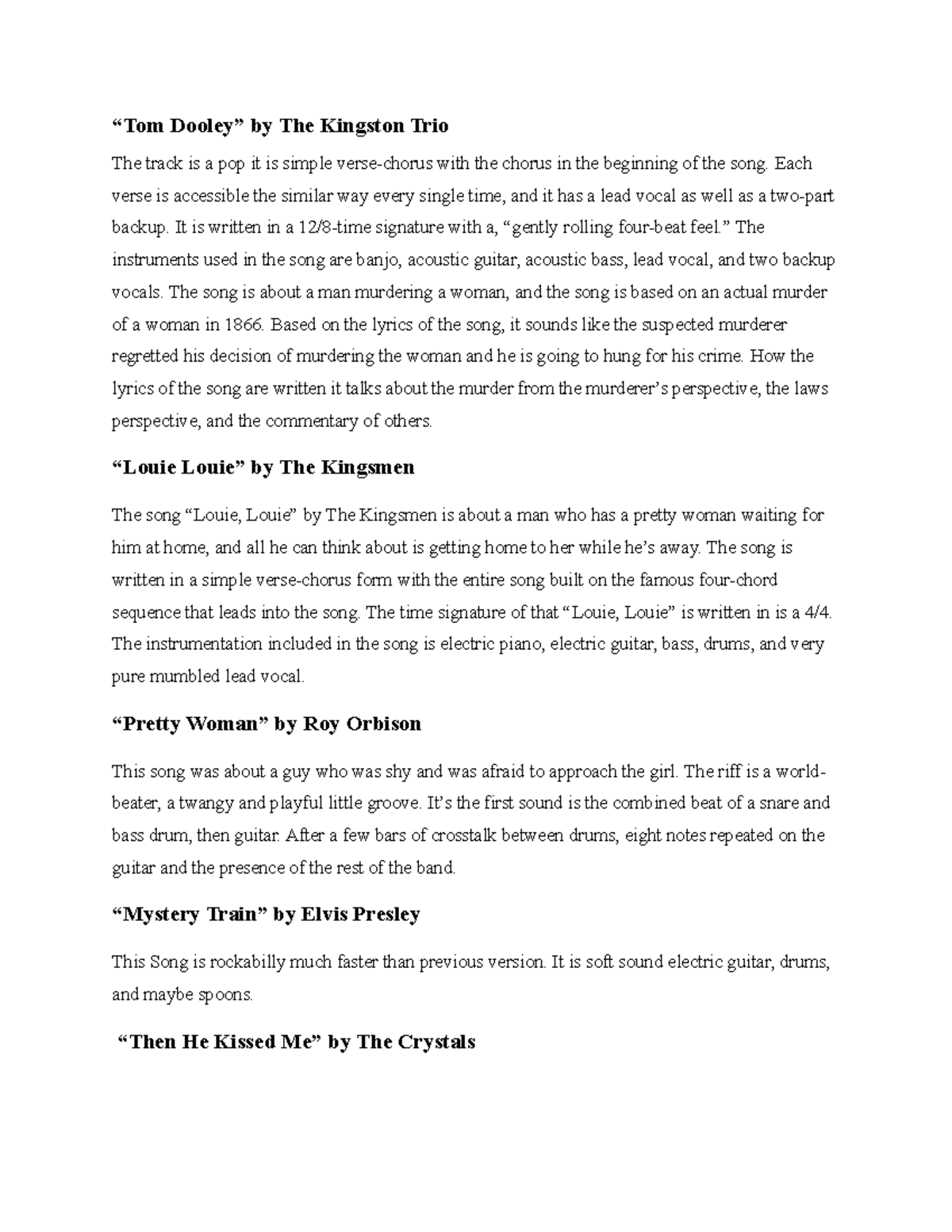 Chapter 5 - blabla - “Tom Dooley” by The Kingston Trio The track is a ...