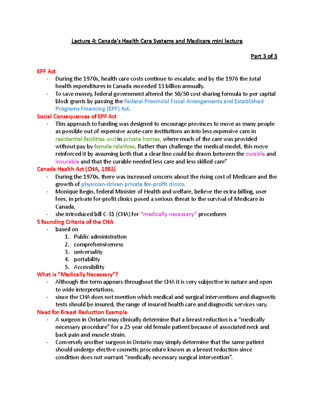 Public health - Lecture 4 - part 3 - Lecture 4: Canada’s Health Care ...