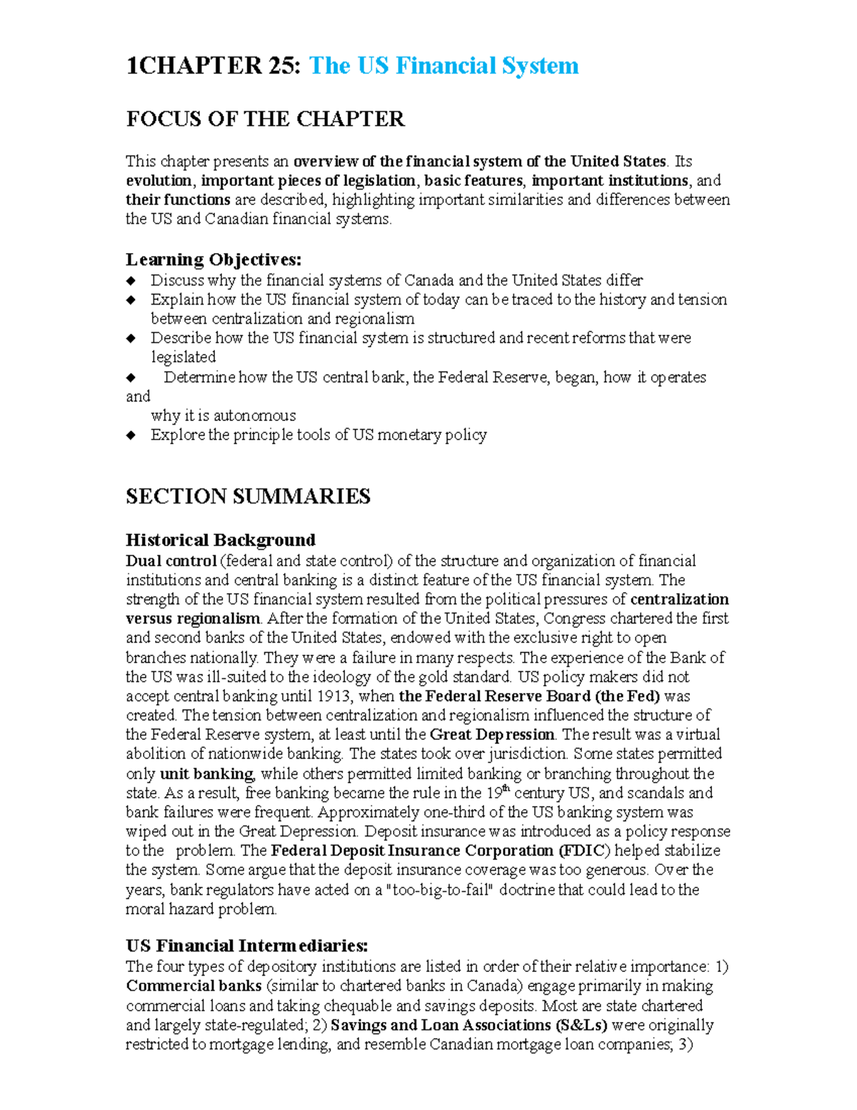 Ch25 The US Financial System - 1CHAPTER 25: The US Financial System ...