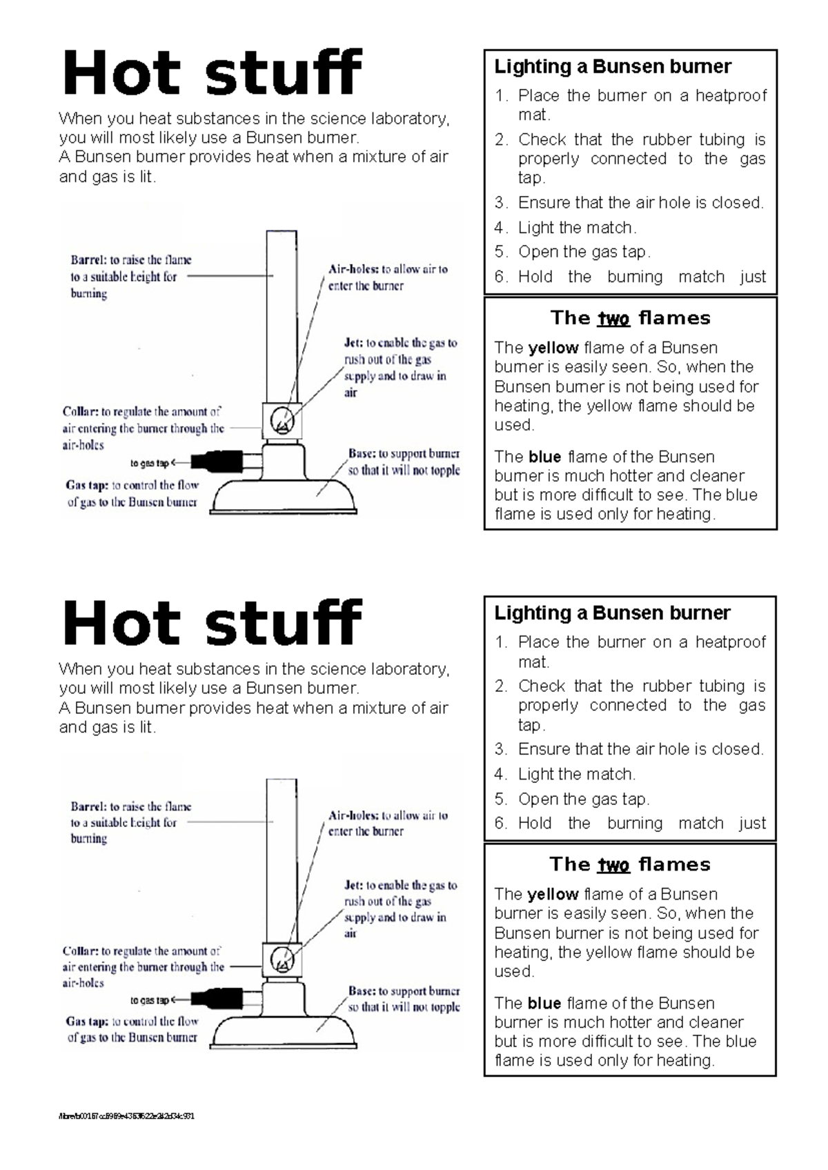 Bunsen Burners Hot stuff - Hot stuff When you heat substances in the ...