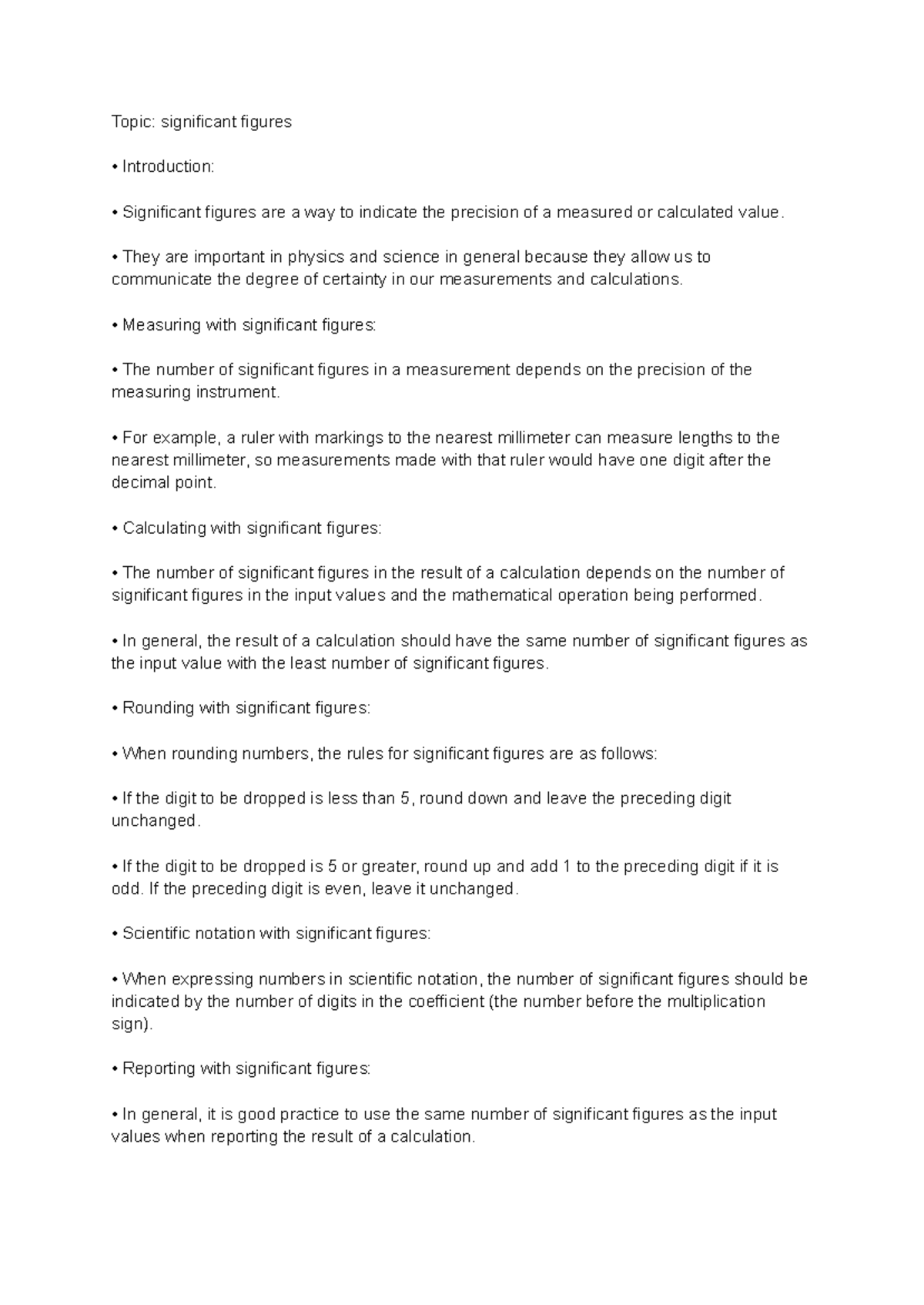 Units and measurements - Topic: significant figures Introduction ...