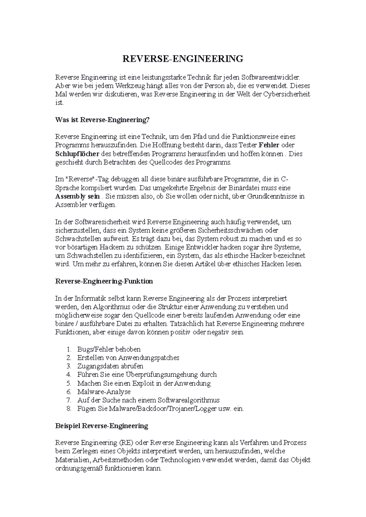 2. Reverse Engineering (12) - REVERSE-ENGINEERING Reverse Engineering ist eine leistungsstarke ...