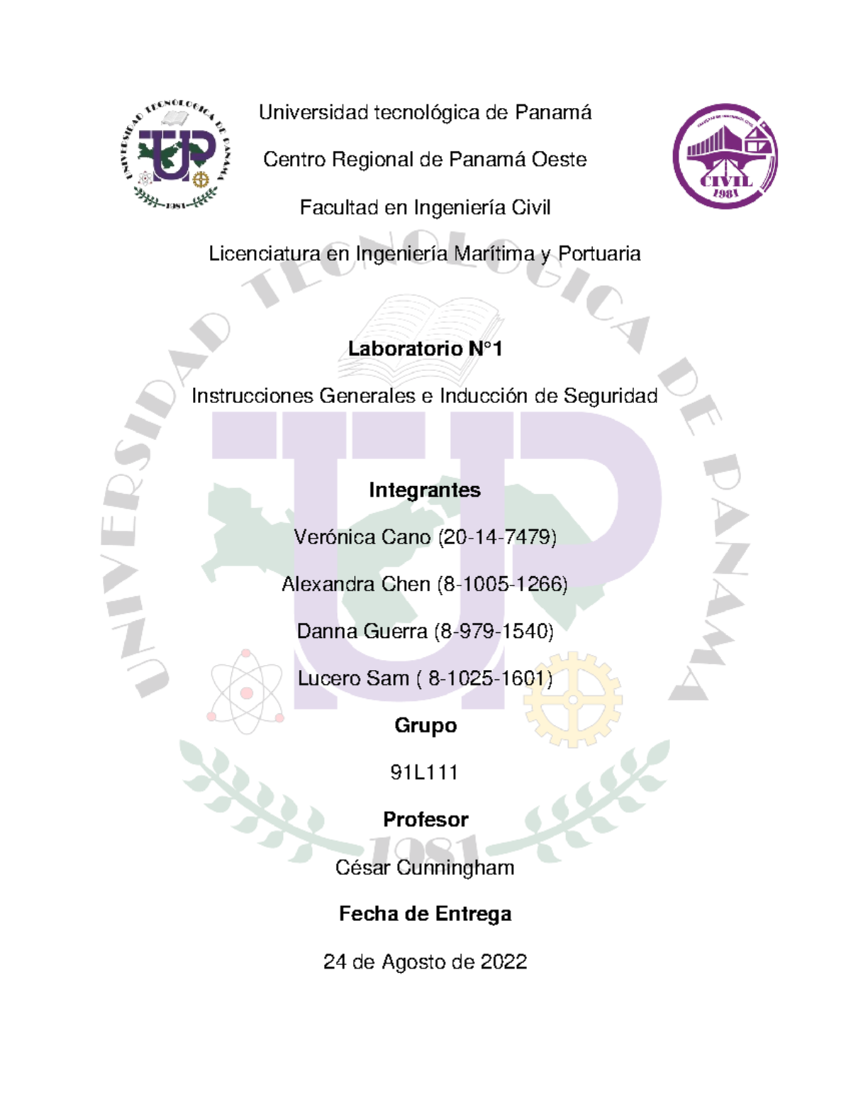 Informe N°1 - Universidad tecnológica de Panamá Centro Regional de Panamá Oeste Facultad en ...