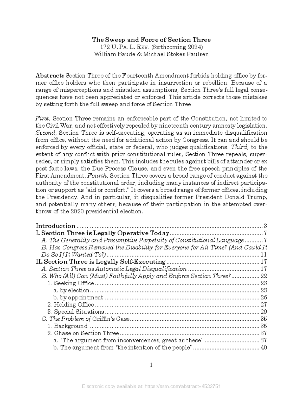 The Sweep and Force of Section Three - PA. L. REV. (forthcoming 2024 ...