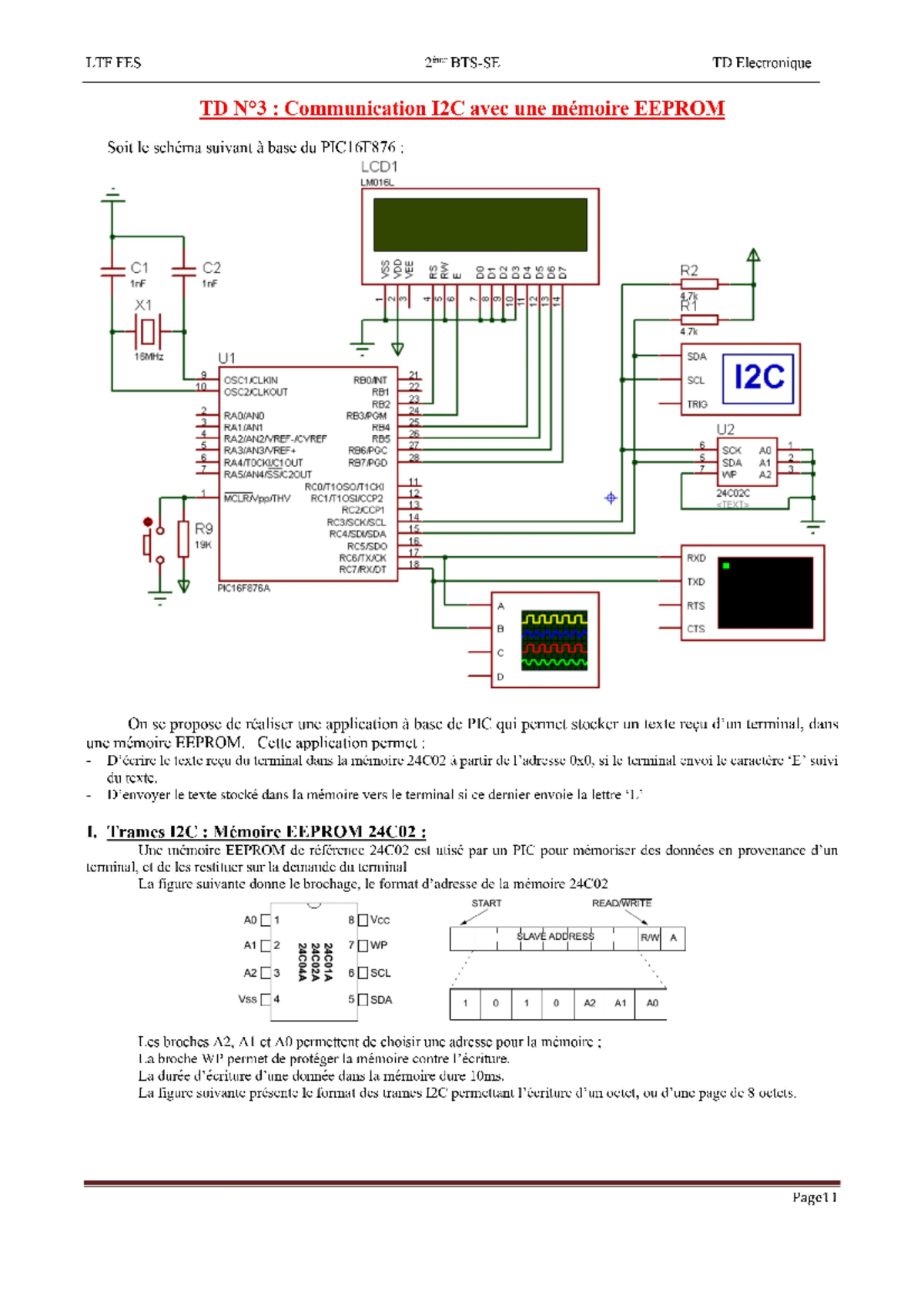 TD Transmission 2024 2025 - LTF FES 2 èmr TD Electronique TD No3 : Communication I2C avec une ...