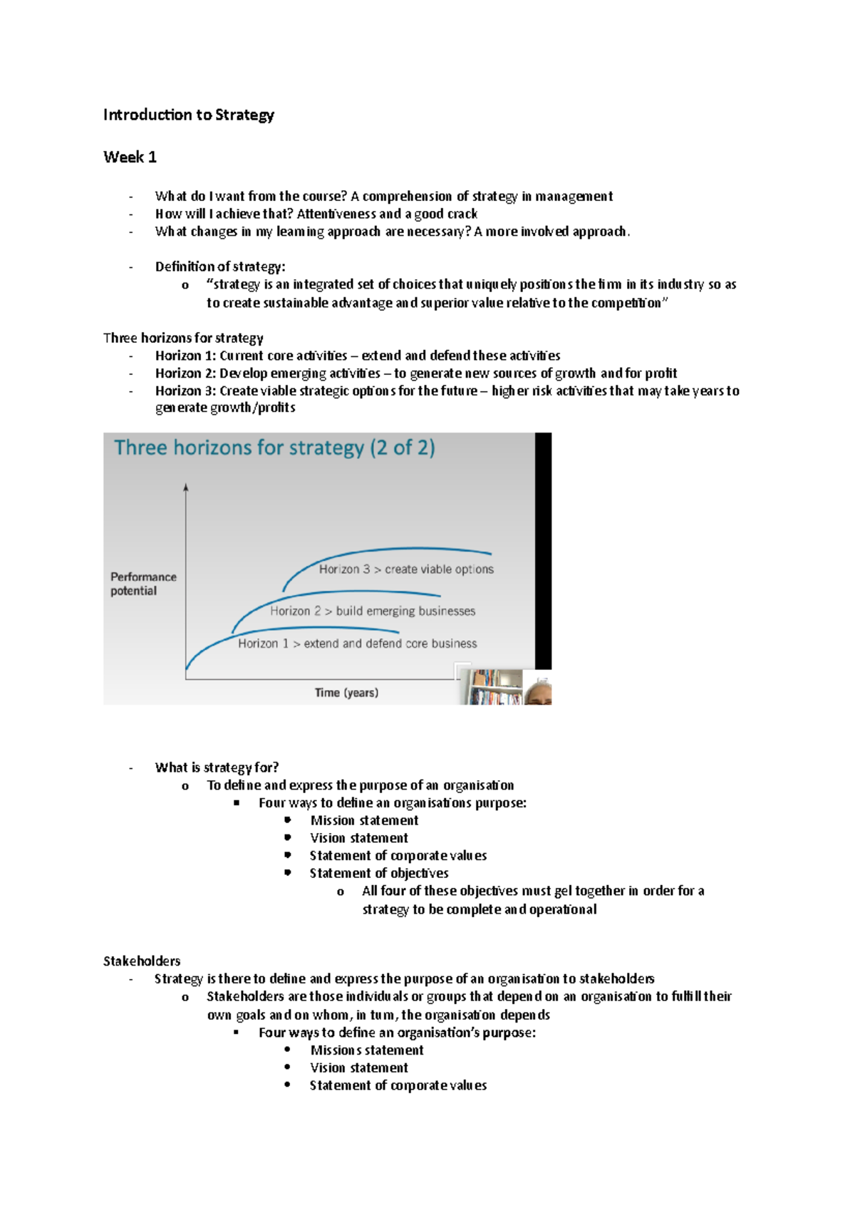 Introduction to Strategy Week 1 Notes - C10026 - Studocu