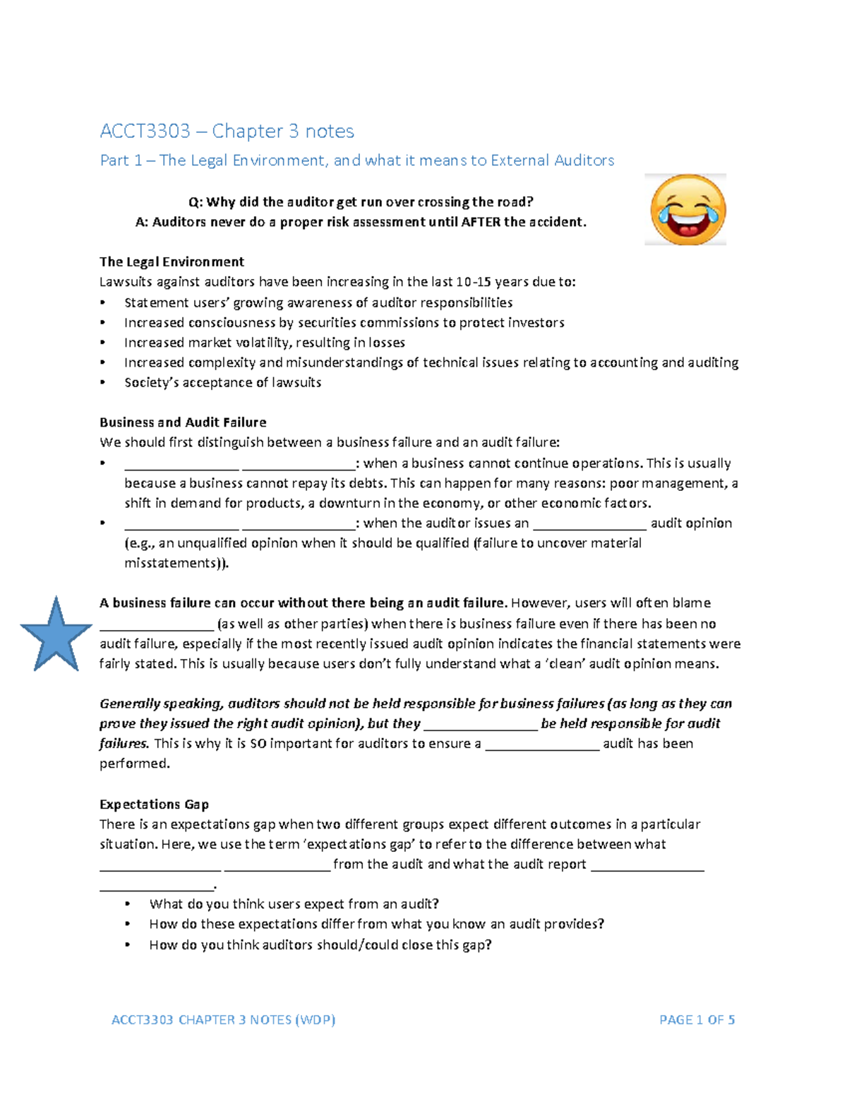 Chapter 3 notes - Student - ACCT3303 – Chapter 3 notes Part 1 – The ...