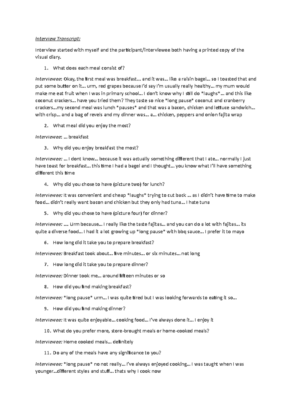 Interview Transcript (Mini Research Project 1) - Interview Transcript ...