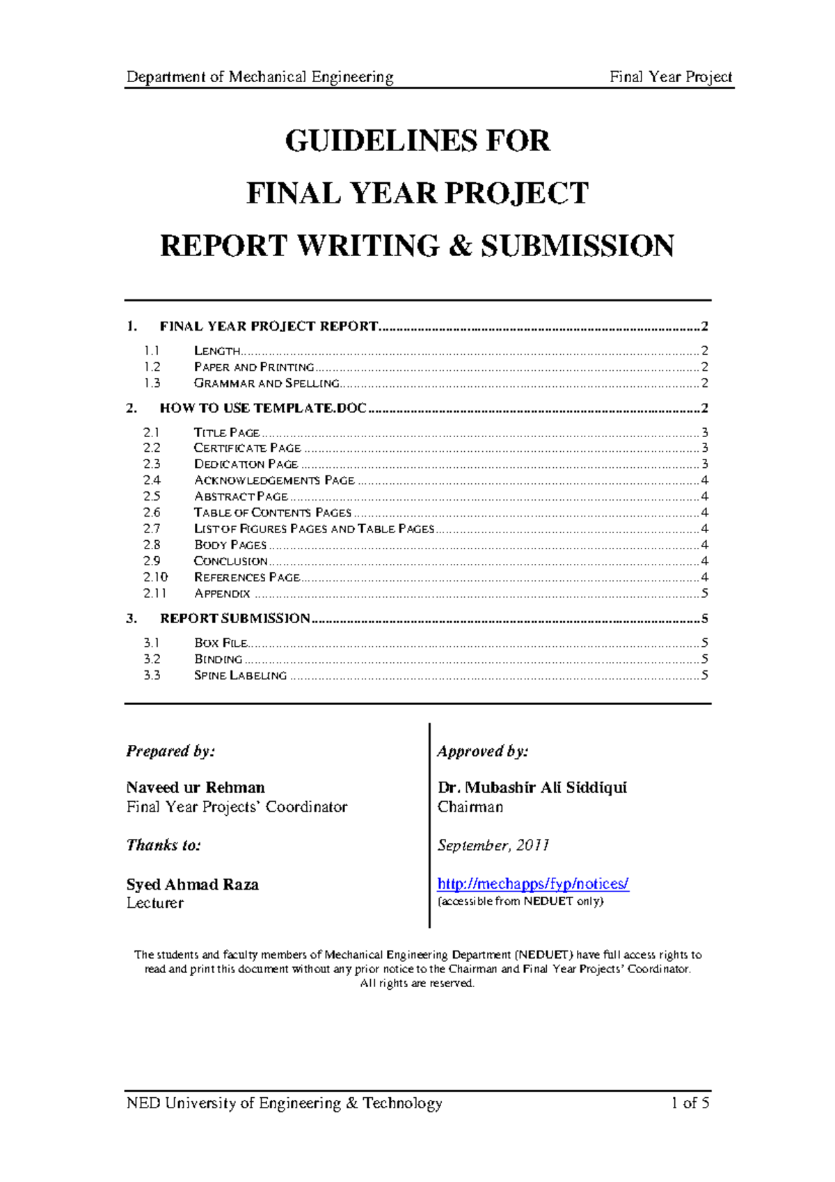 Guidelines FOR Final YEAR Project Report - GUIDELINES FOR FINAL YEAR ...