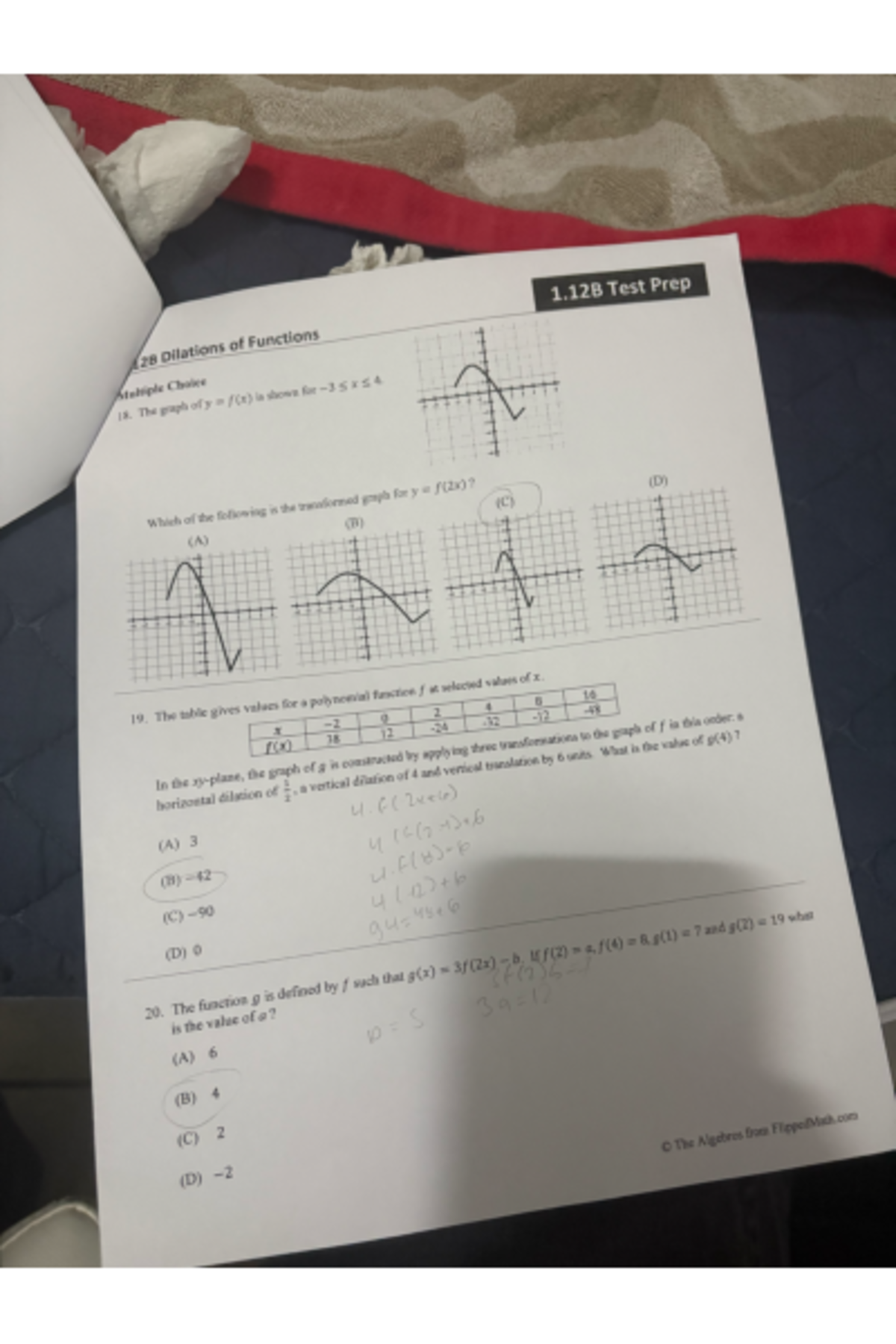IMG 0138 - math medic - 1 Test Prep 2B Dilations of Functions Multiple ...