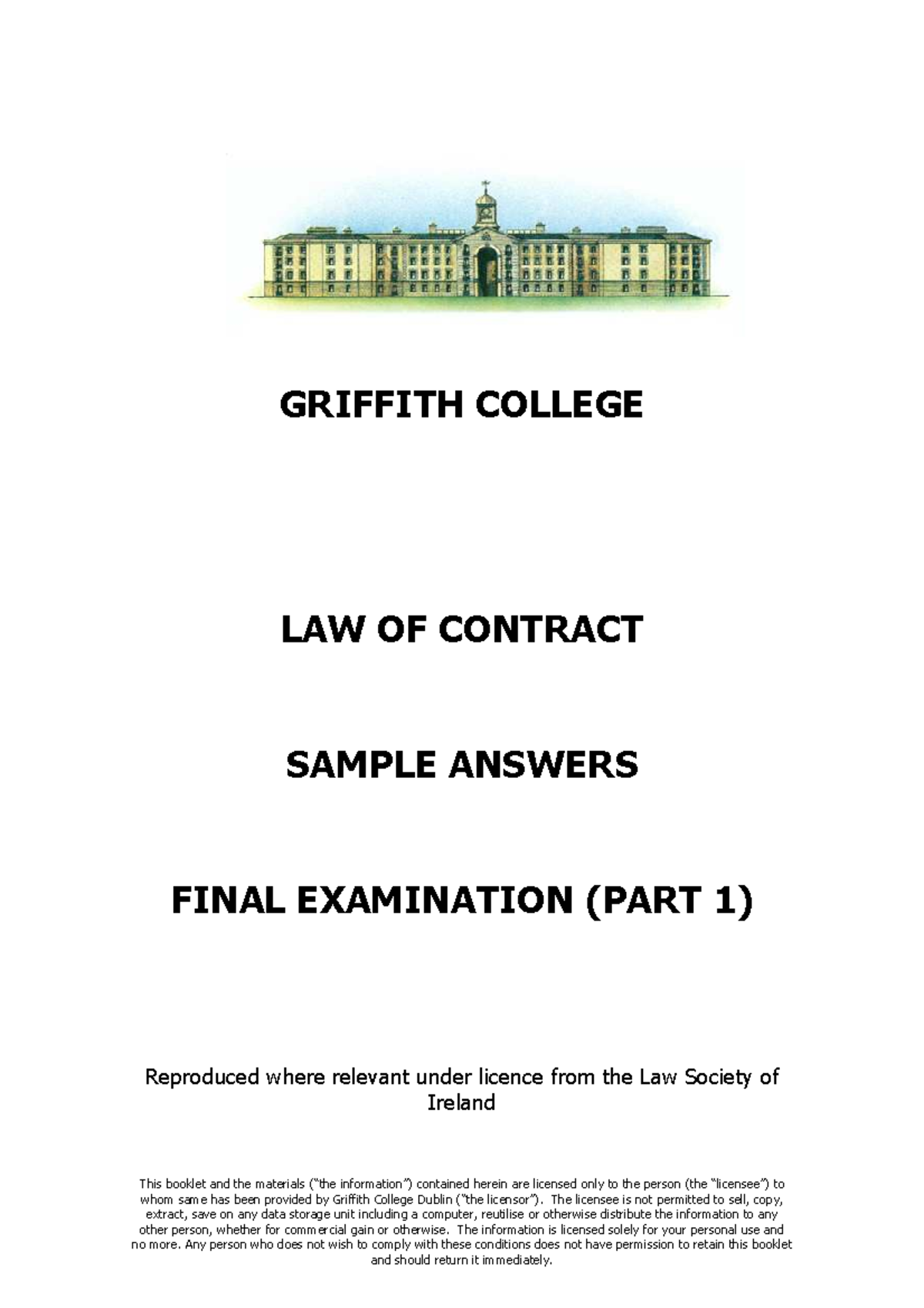 FE1 One Day Manual - Contract Law- September 2018 - This booklet and ...