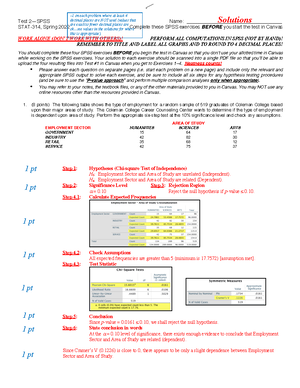 Class.Regression - Regression.Ch05.SPSS. - Linear Regression Class Example STAT 314 The data ...
