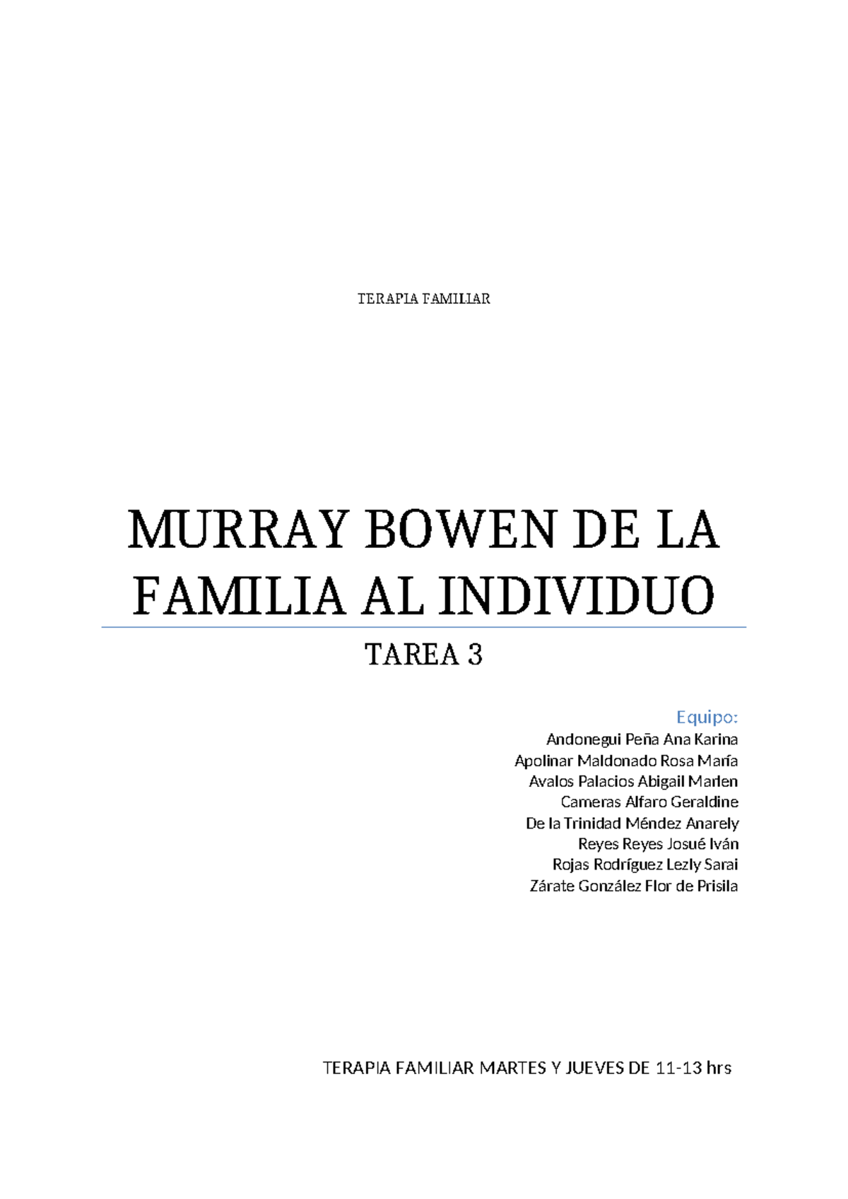 Murray Bowen DE LA Familia AL Individuo - TERAPIA FAMILIAR MURRAY BOWEN ...