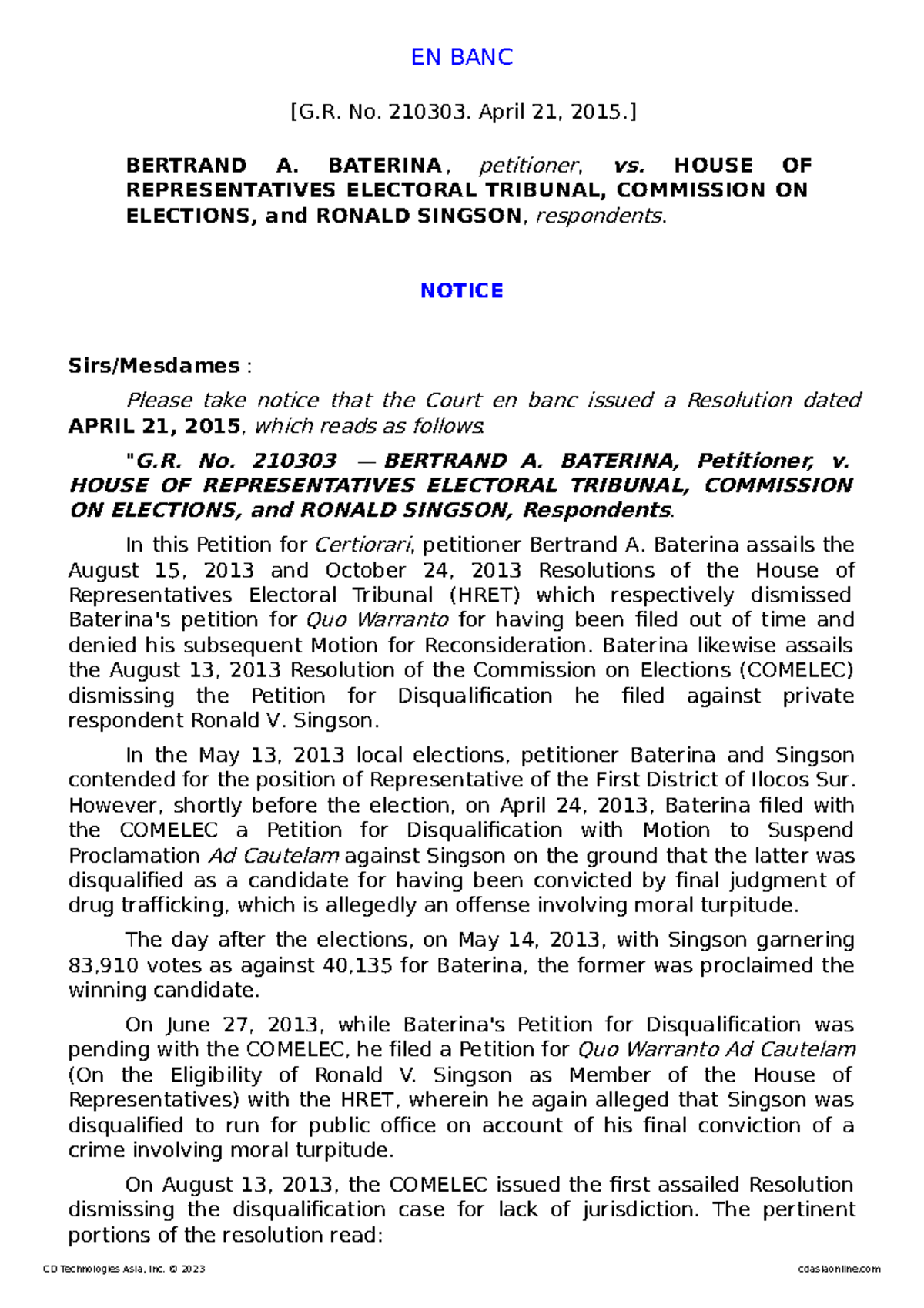 3 2015-Baterina v - evidence rules of court - EN BANC [G. No. 210303 ...