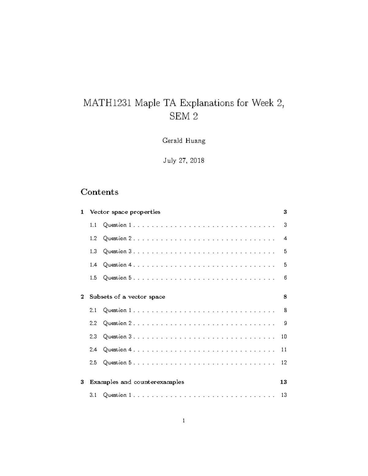 Week 2 - Maple TA Explanations - MATH1231 Maple TA Explanations for Week 2, 1 Question 2 Again ...
