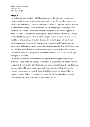 Kemi 1, laboration 3 - Laboration: Vad är rost? Laborant: xxxx Kurs: Kemi 1 Skola: Hermods - Studocu