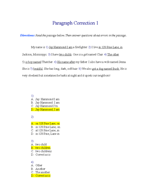 Week 1 Intermediate paragraph correction (objective questions ...