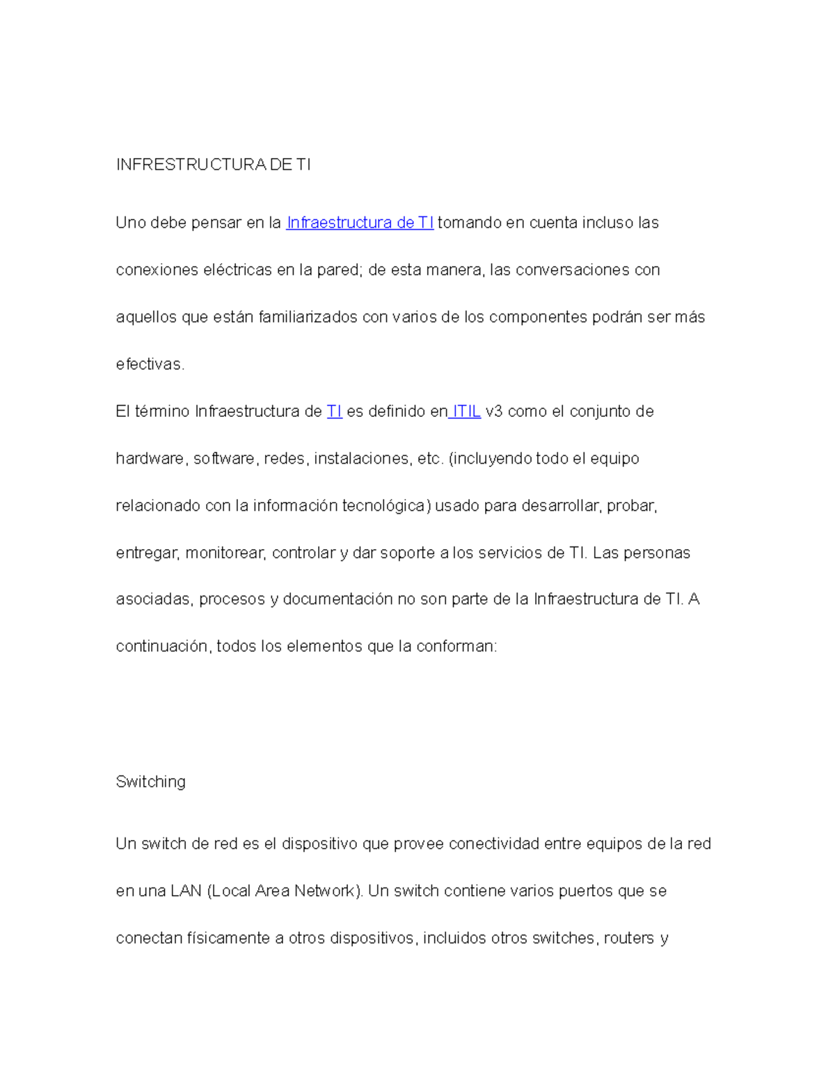 administracion de Infrestructura de tecnologia administracion de ...