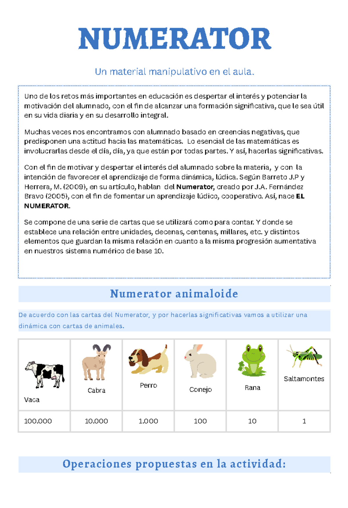 Numerator animaloide - actividad con buena nota - NUMERATOR Un material ...