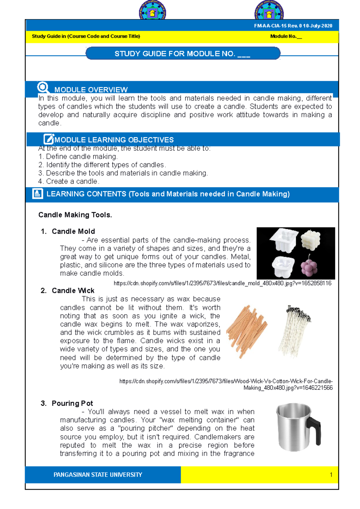 Candle%20Making - Assignments - 1 MODULE OVERVIEW In this module, you ...