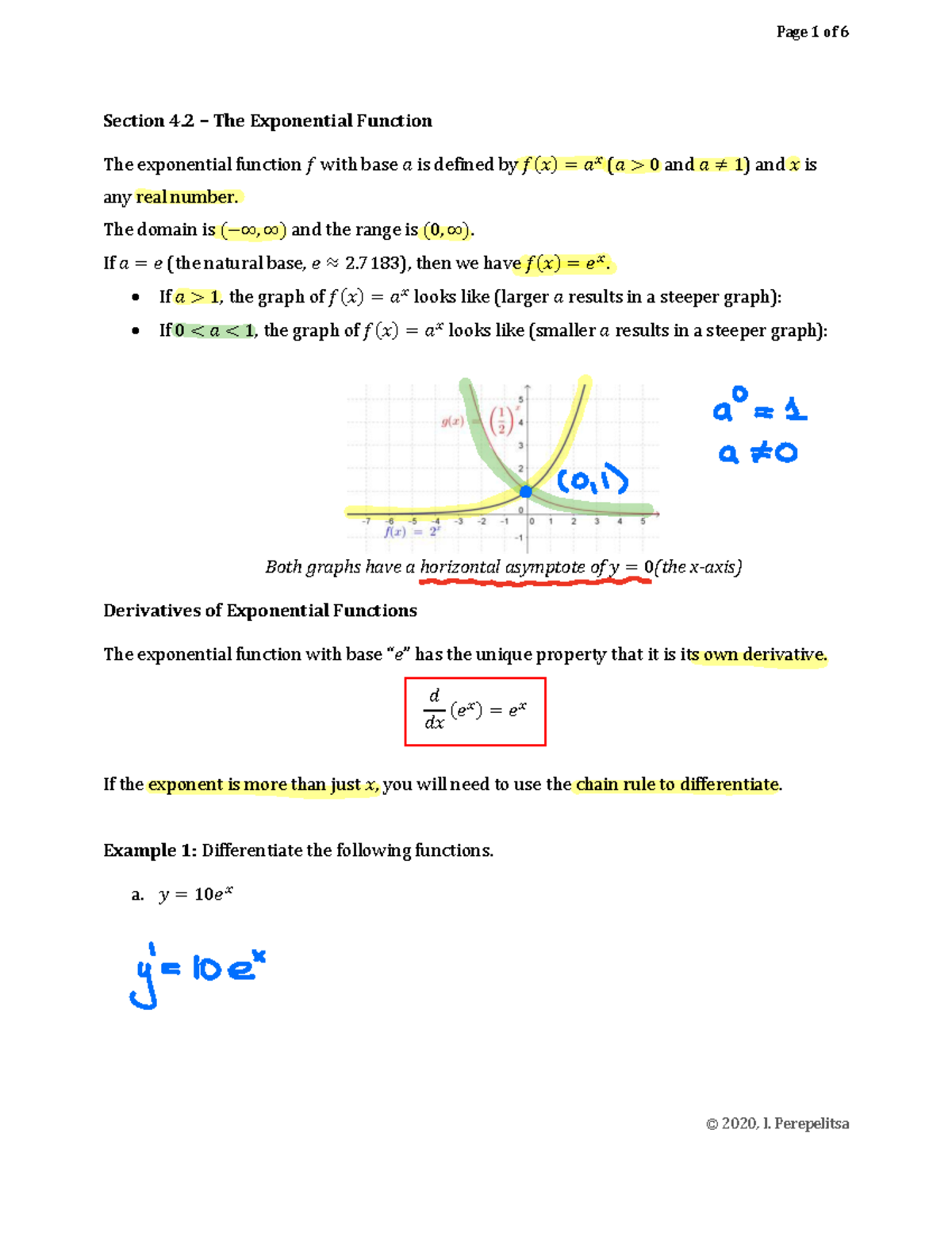 1431S42 notes - Section 4 – The Exponential Function The exponential ...