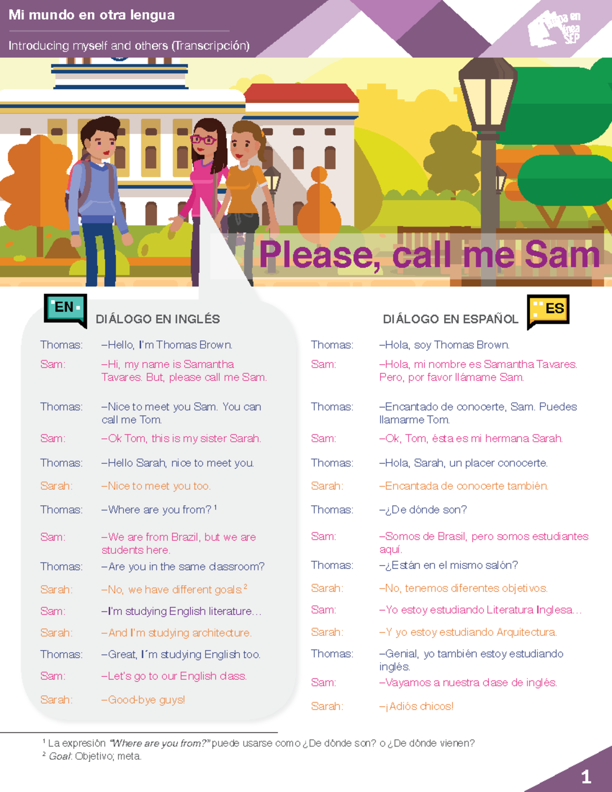 M06 S1 Introducing myself and others PDF - Mi mundo en otra lengua ...