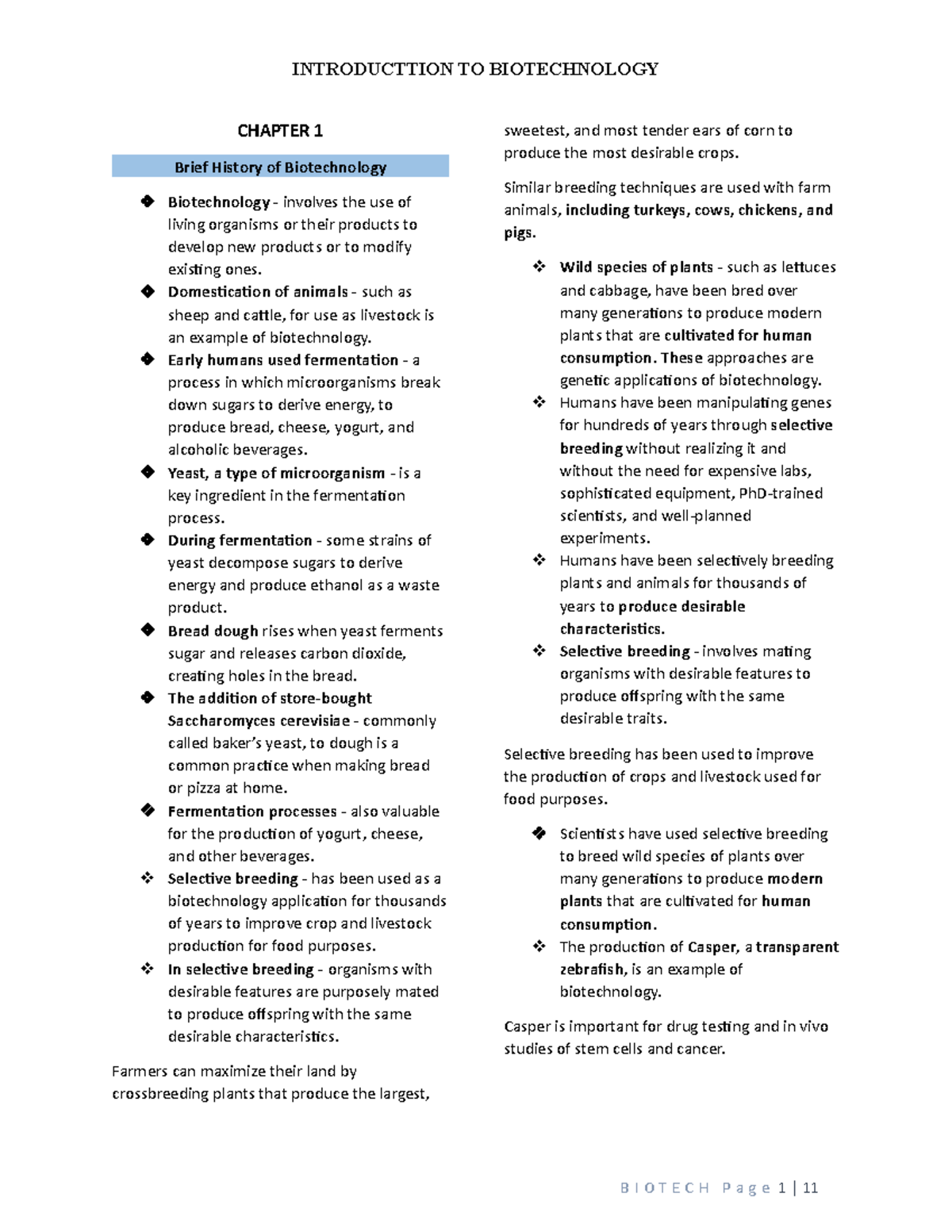 Introduction to Biotechnology Chapter 3 - CHAPTER 1 Brief History of ...