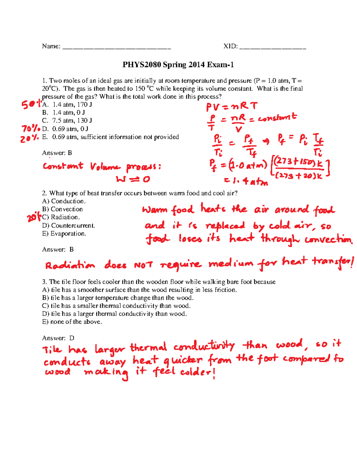 Exam-1 Spring 2014 Solutions - Name: _______________________________ XID ...