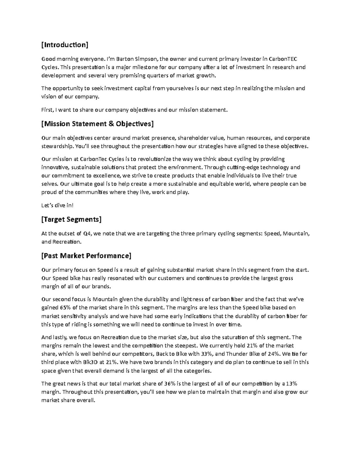 Investor Presentation Notes - [Introduction] Good morning everyone. I’m ...