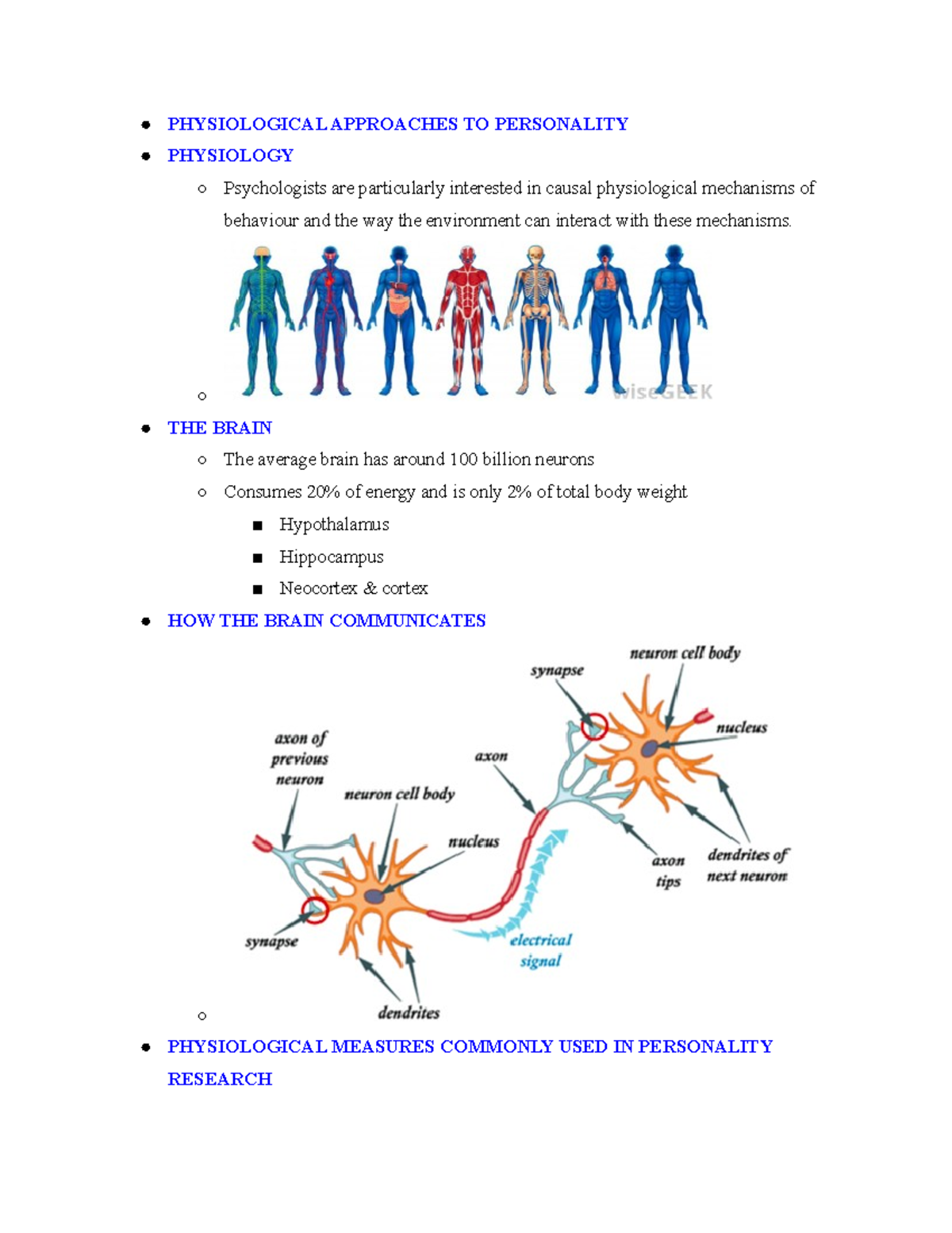 Lecture 5 CHP7&8. Physiology & Personality - PHYSIOLOGICAL APPROACHES ...