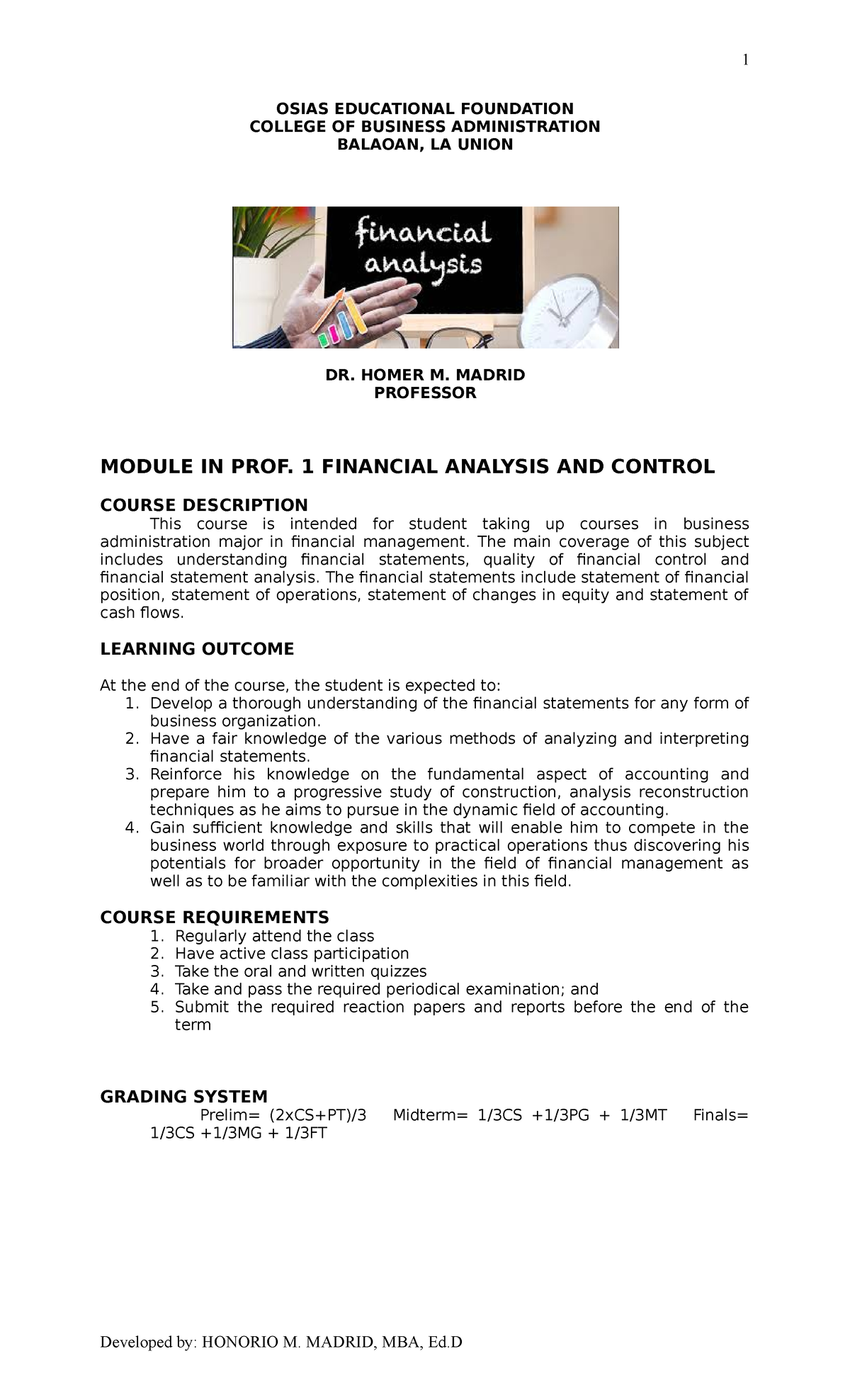 2nd sem Module Financial Analysis C ontrol 3 - OSIAS EDUCATIONAL ...
