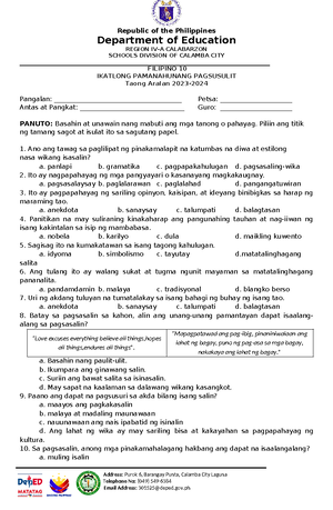 Cohesive Devices - Gamit ng Cohesive Devices Kung ang mga pangungusap ...