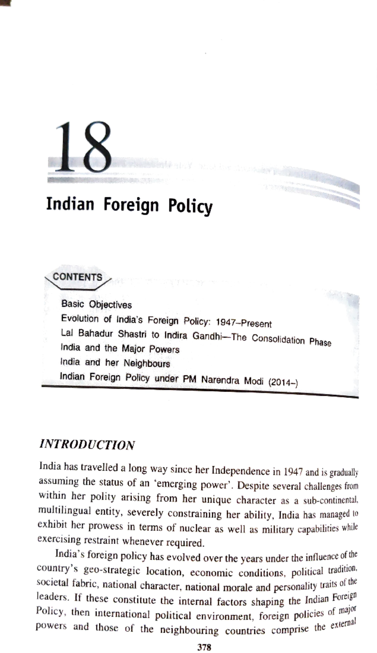 Indian foreign policy 1 - 18 Indian Foreign Policy CONTENTs Basic ...