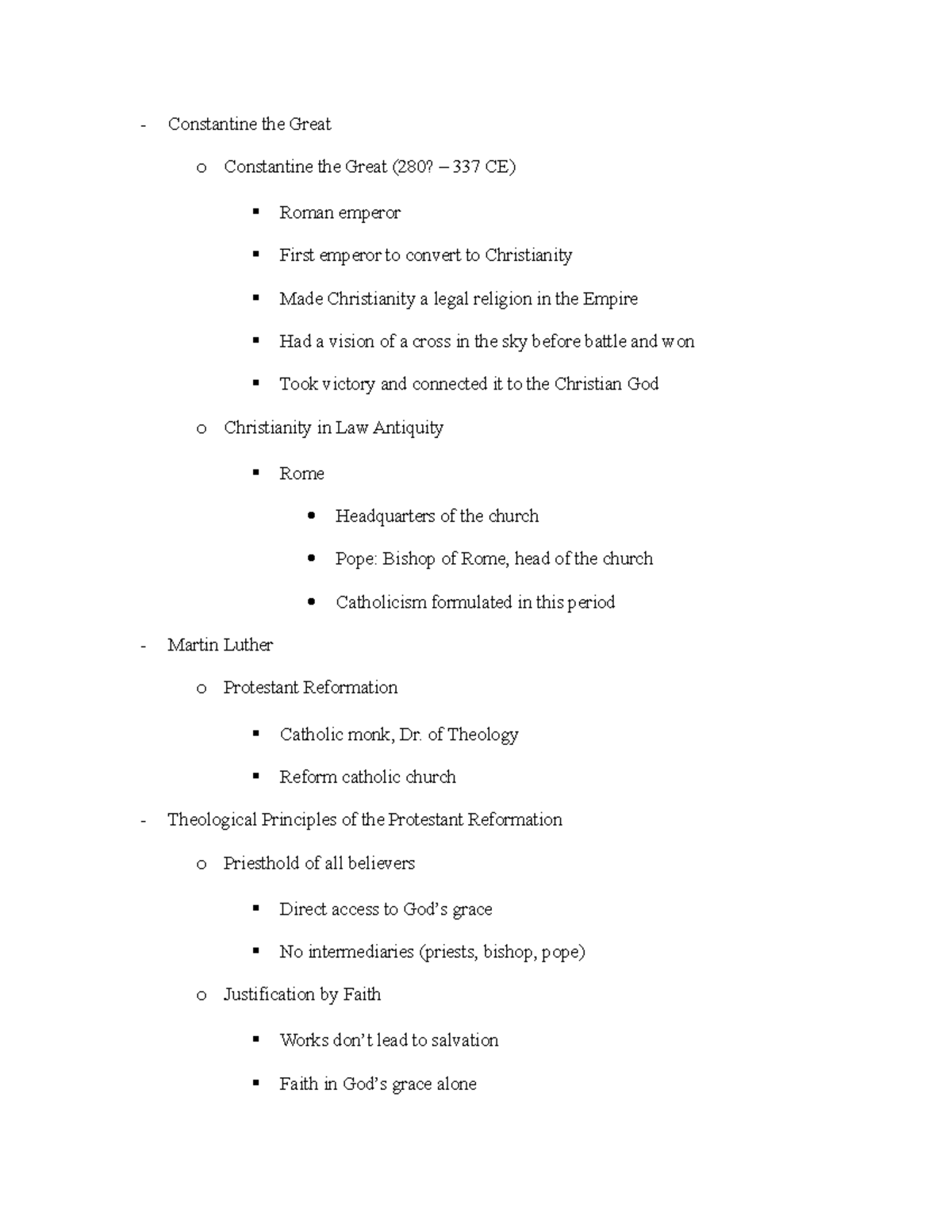 Christian denominations - Constantine the Great o Constantine the Great ...