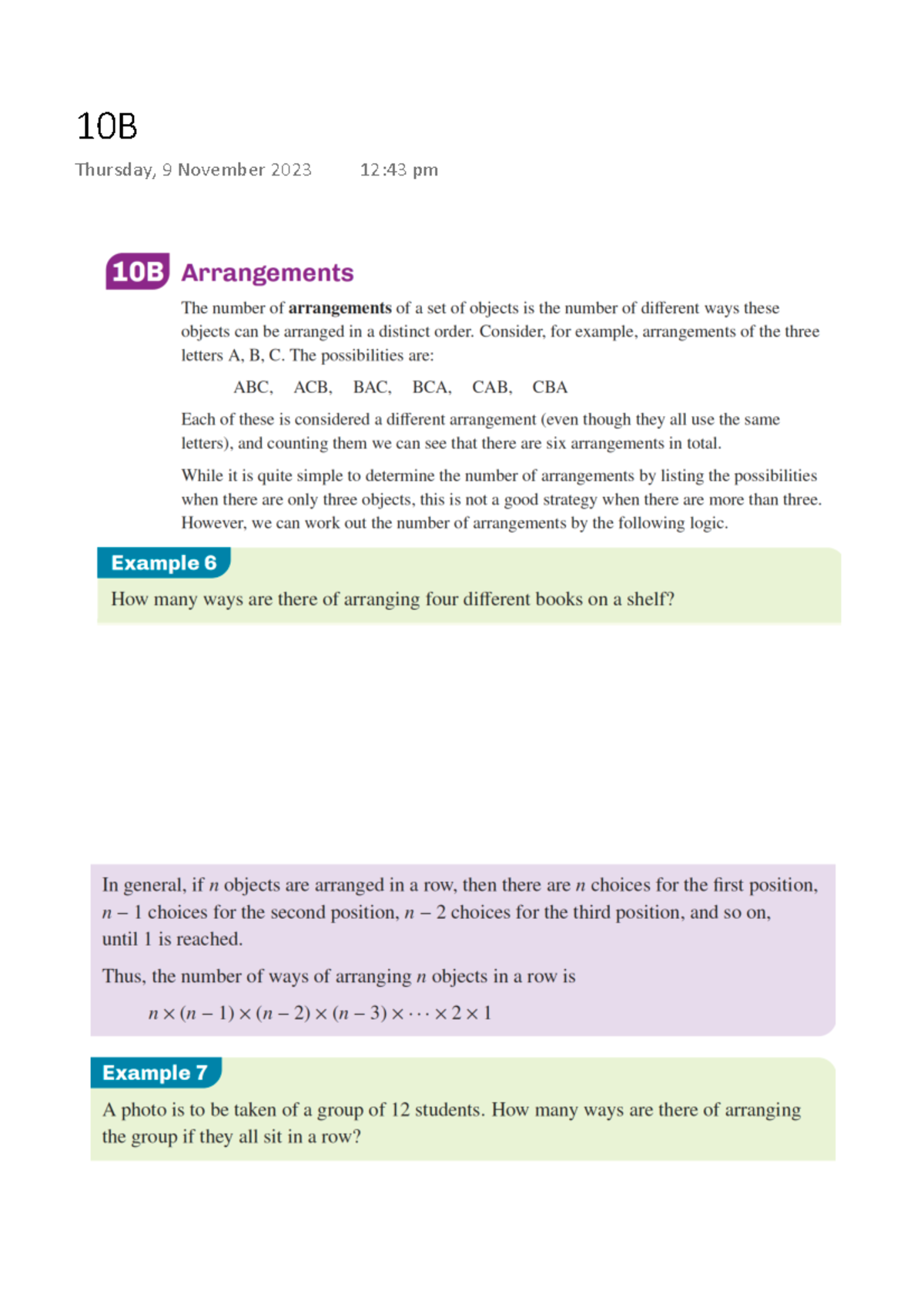 Chapter notes for probability - 10B Thursday, 9 November 2023 12:43 pm ...
