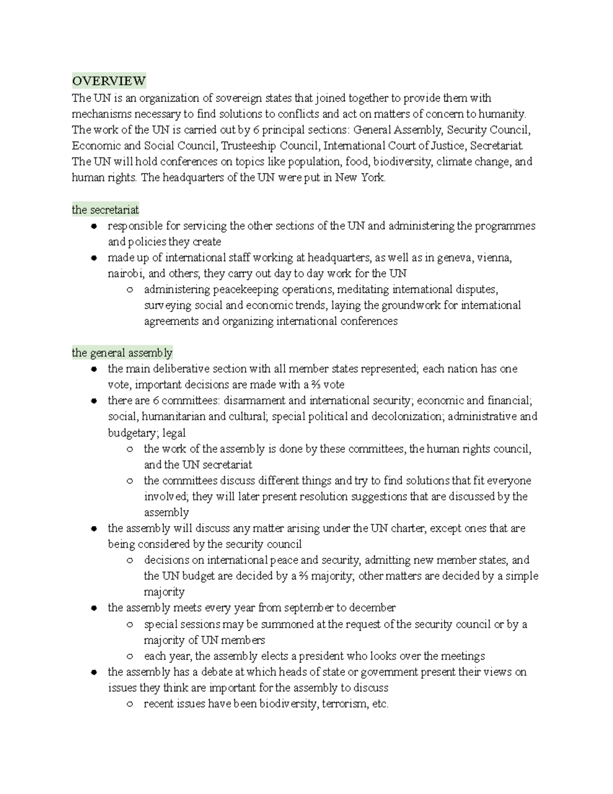 Global issues the united nations - OVERVIEW The UN is an organization ...