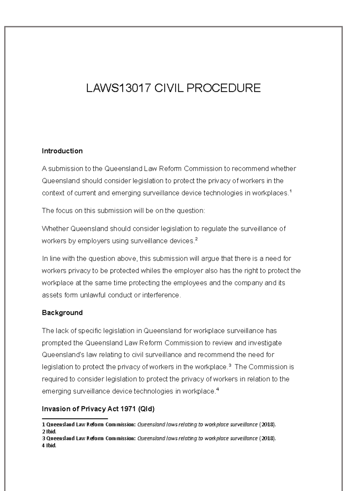 LAWS13017 Civil Procedure 2 - LAWS13017 CIVIL PROCEDURE Introduction A ...