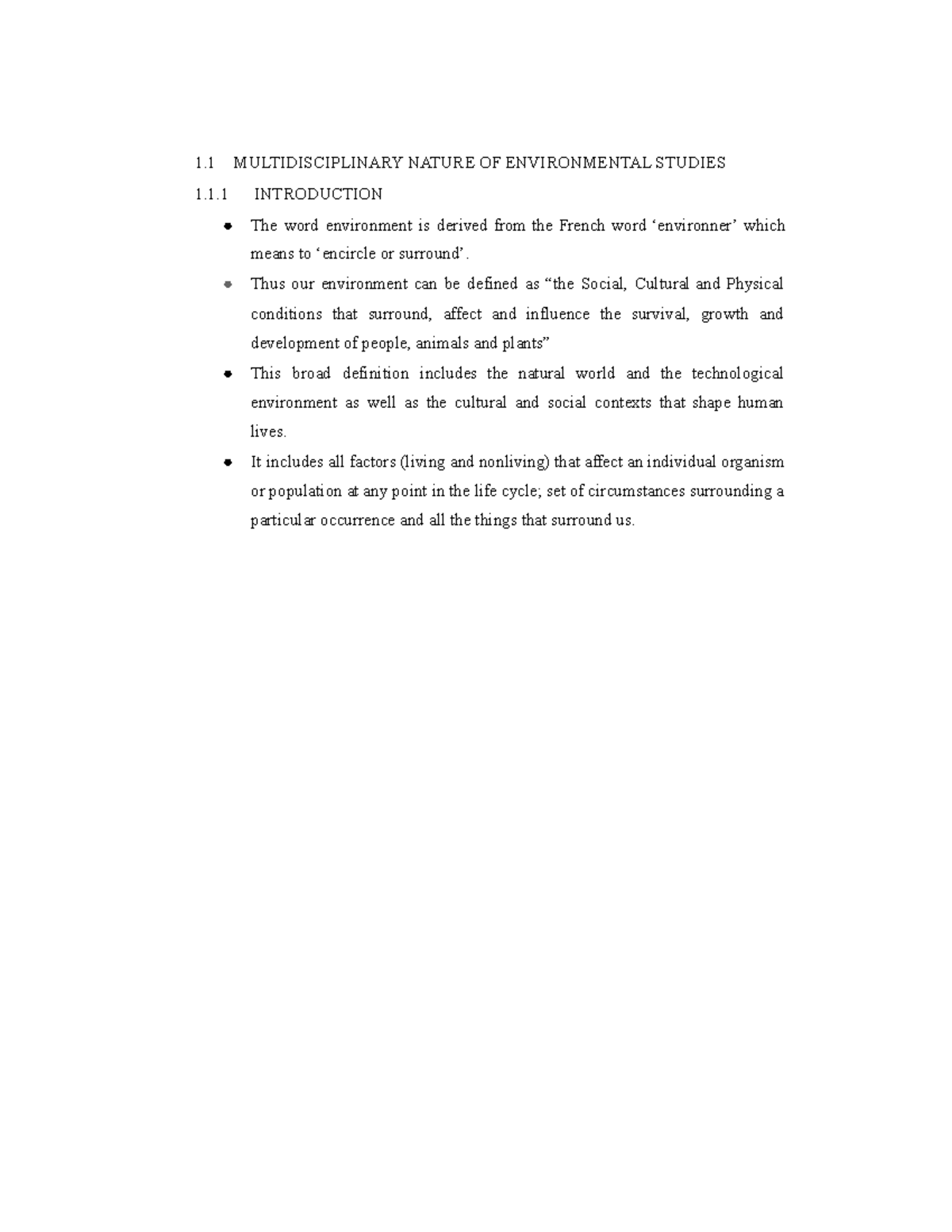 AEC EVS Notes of Syllabus - 1 MULTIDISCIPLINARY NATURE OF ENVIRONMENTAL ...