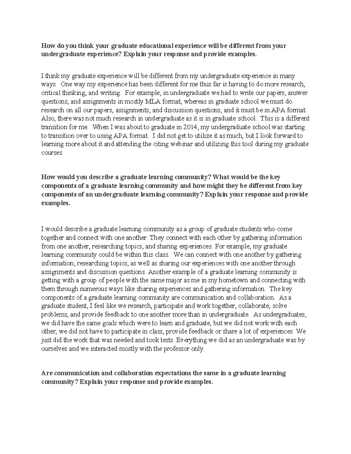 Being A Graduate Student - How do you think your graduate educational ...