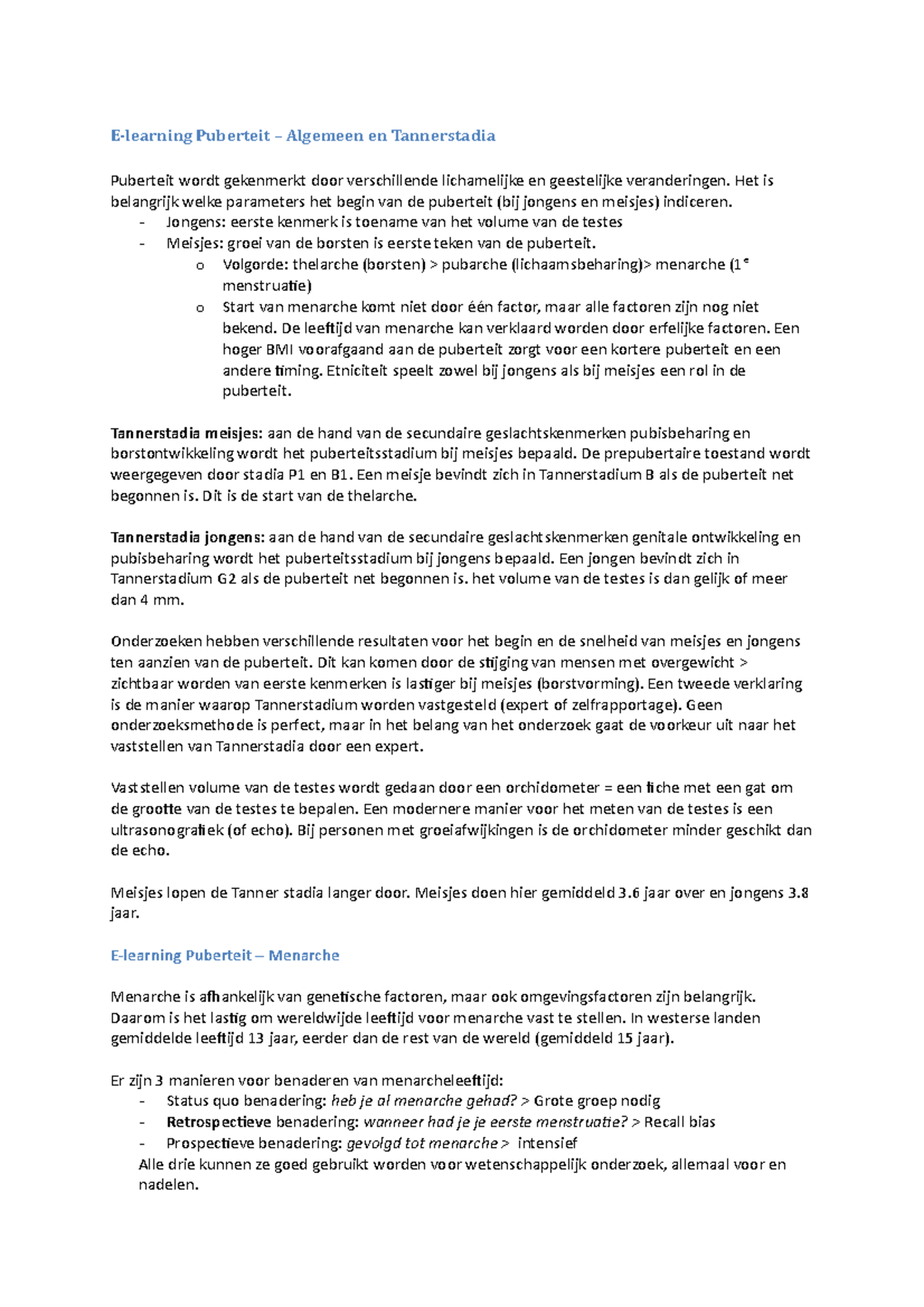 E-learnings - Puberteit Algemeen en Tannerstadia Puberteit wordt ...