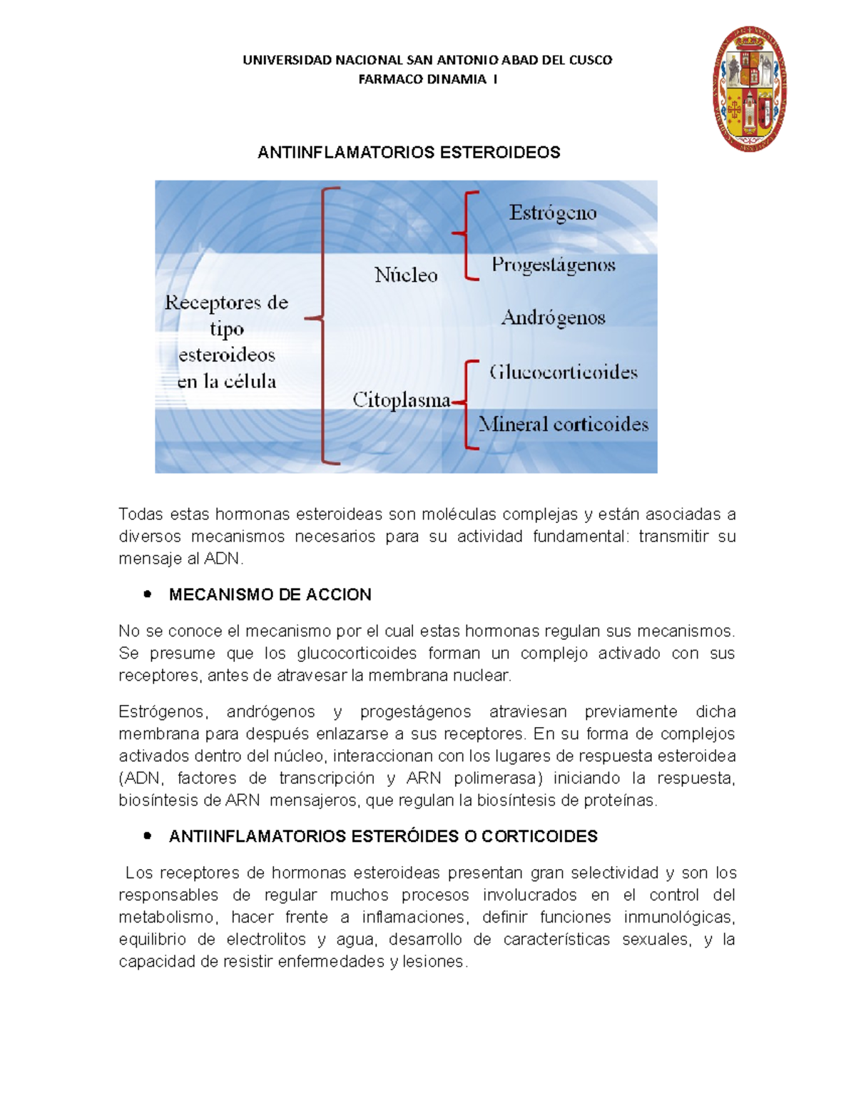 Farmacodinamia I Antiinflamatorios Esteroideos - FARMACO DINAMIA I ...